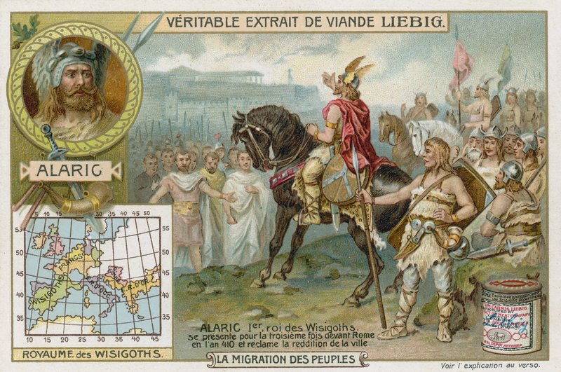 Alaric I, King of the Visigoths, accepts the surrender of Rome, 410