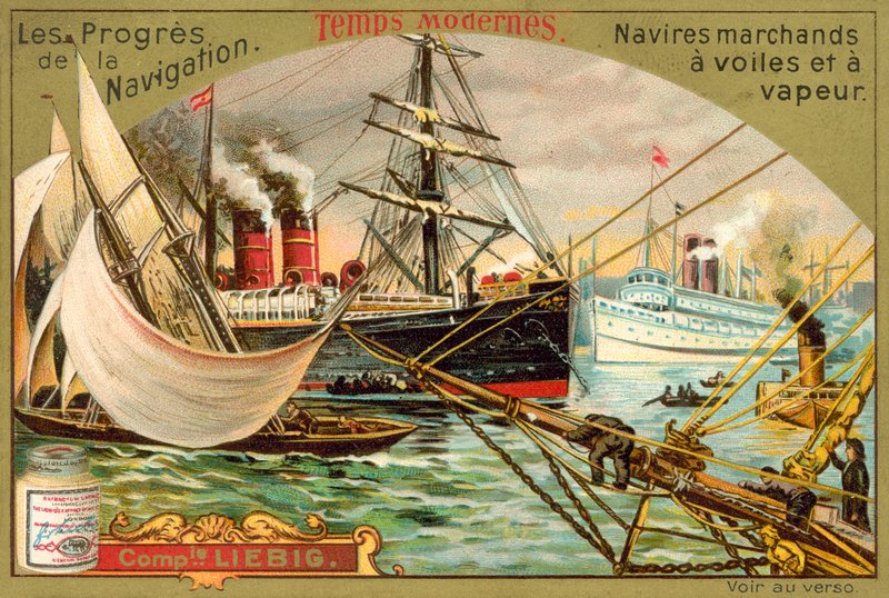 Modern sail and steam merchant ships by European School
