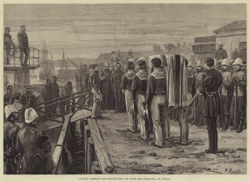 The Late Prince Imperial, Sailors carrying the Prince's Body on Board ...