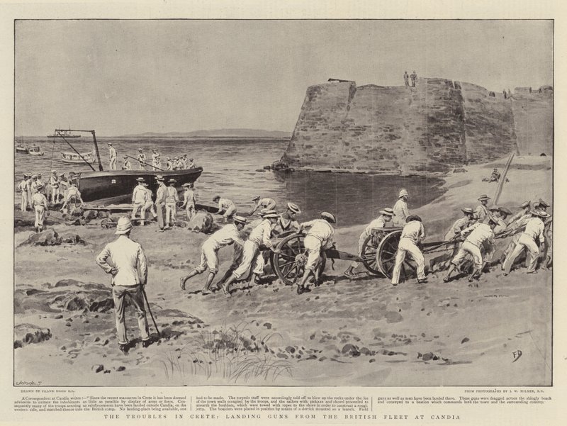 The Troubles in Crete, Landing Guns from the British Fleet at Candia