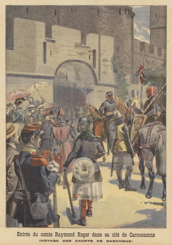 Reenactment of the entry of Count Raymond Roger of Carcassonne into his ...