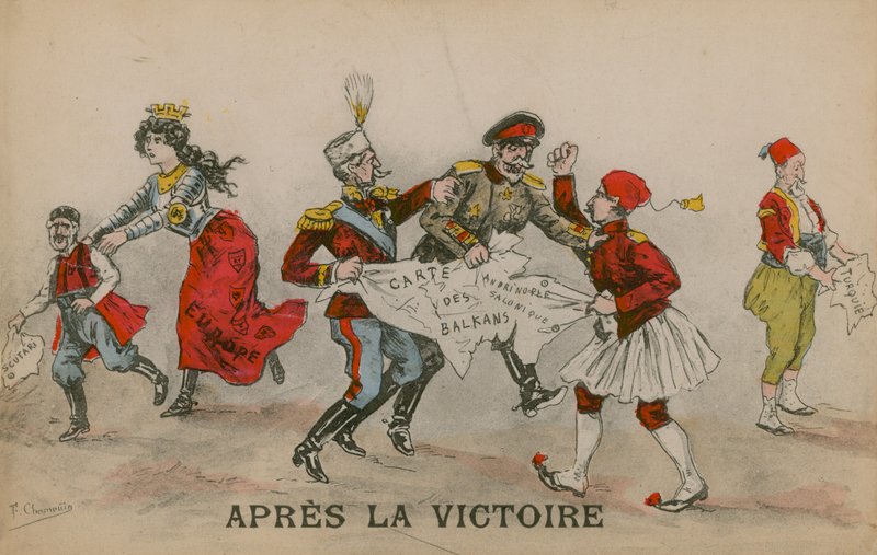After the Victory, political cartoon about the Balkans