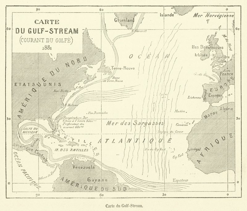 Map of the Gulf Stream by French School: Buy fine art prints
