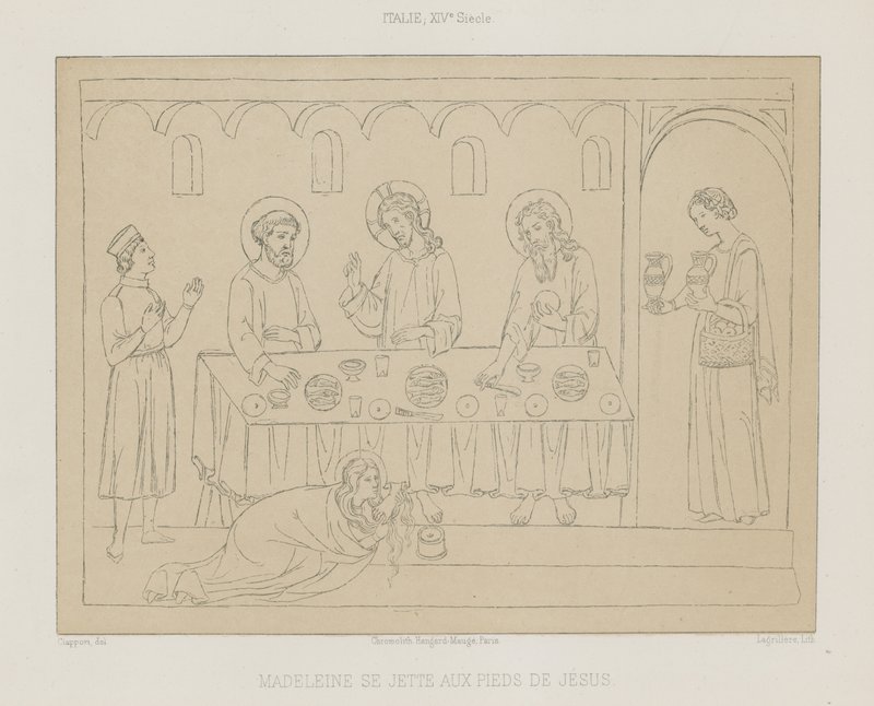 Madeleine throws herself at the feet of Jesus