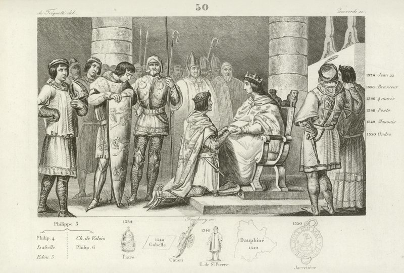 Philip VI of Valois renders homage to Edward III of England, but only as Duke of Aquitaine