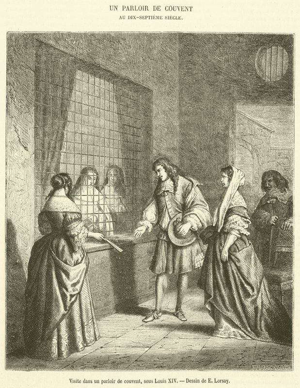Visit in a Convent Parlor, under Louis XIV (engraving)