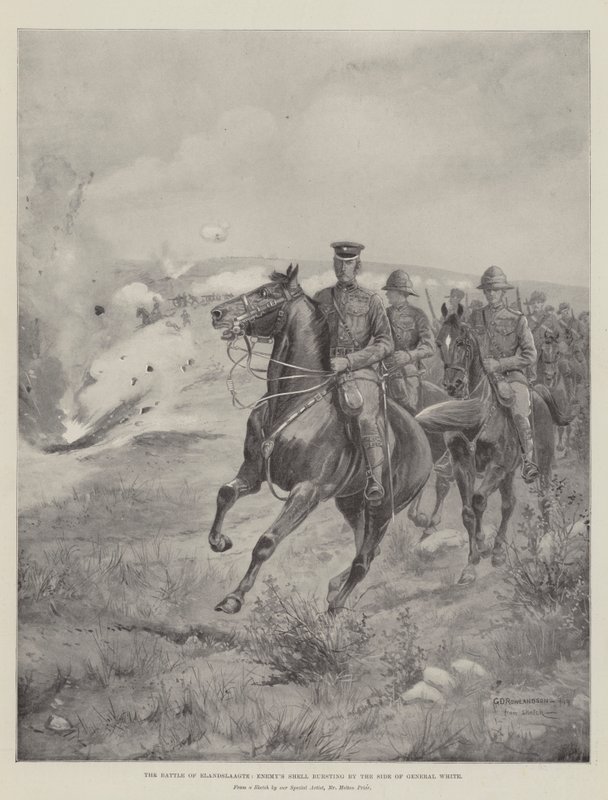 The Battle of Elandslaagte, Enemy's Shell bursting by the Side of ...