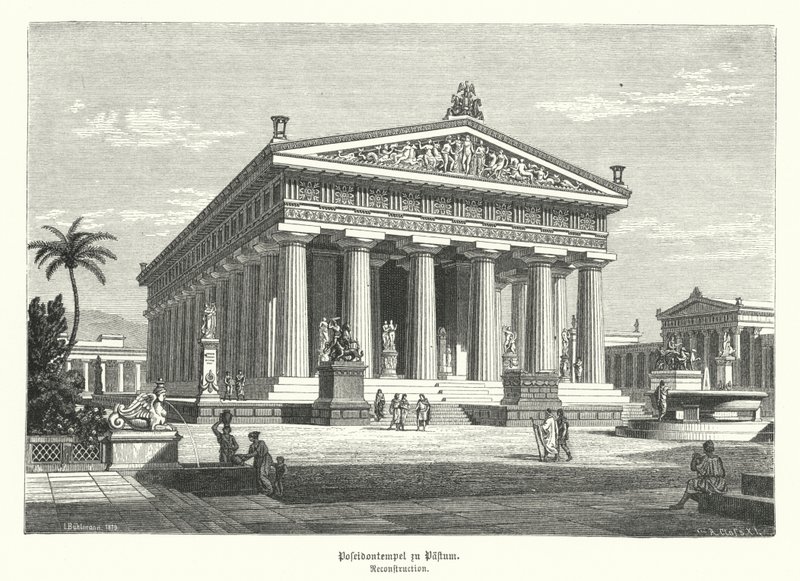 Ancient Greek Temple of Hera, Paestum, Italy, previously wrongly ...