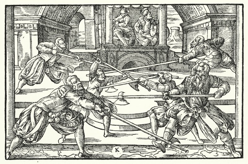 Fencing scene by German School: Buy fine art print