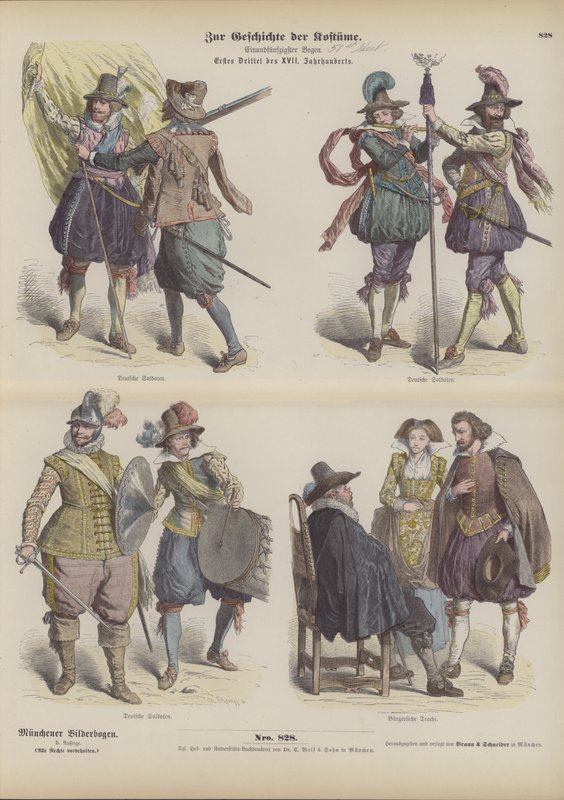 German military and bourgeois costumes, early 17th Century