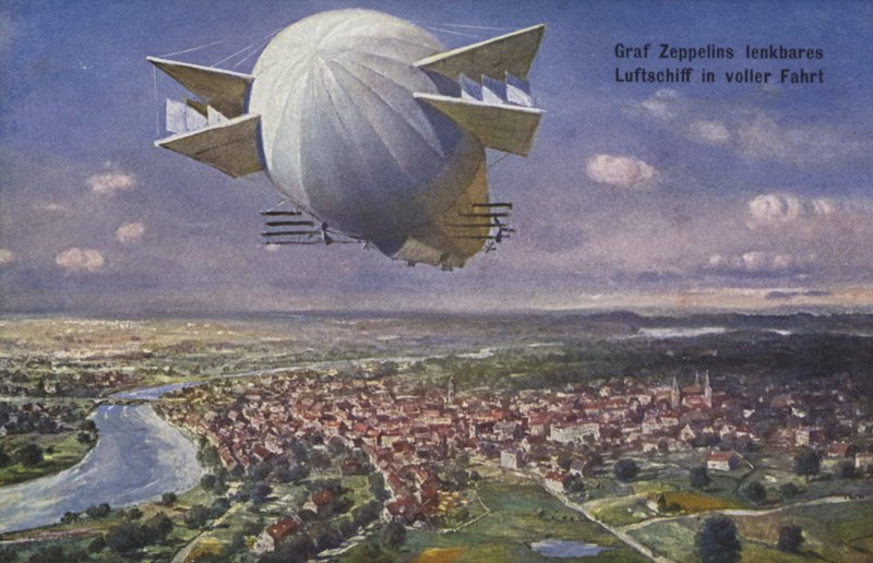 Graf Ferdinand von Zeppelin's Airship in Flight