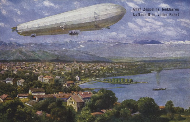 Graf Ferdinand von Zeppelin's Airship in Flight