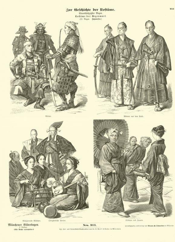 Japanese Costumes by German School: Premium art reproduction