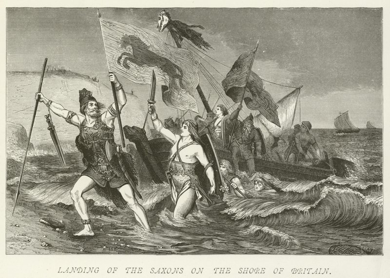 Landing of the Saxons on the shore of Britain