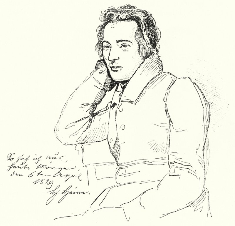 Portrait of German poet and writer Heinrich Heine as a young man