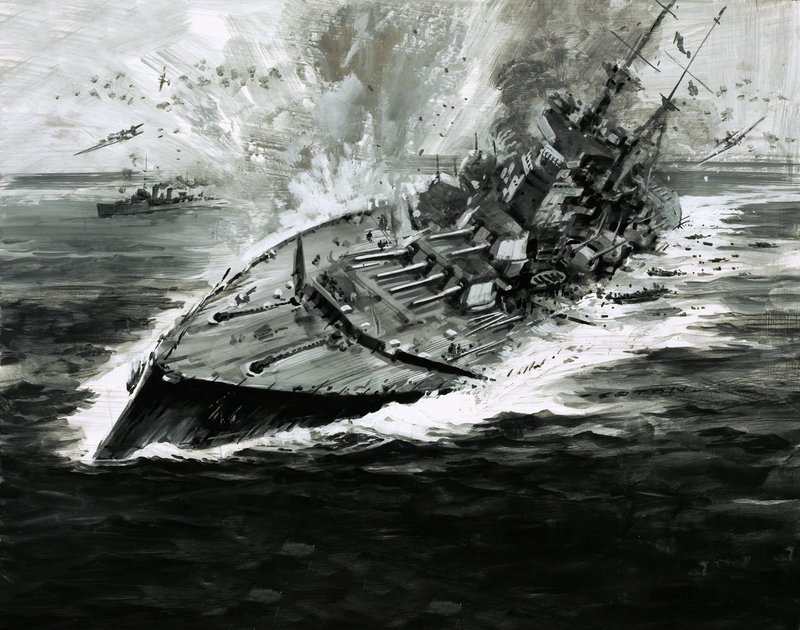 Sinking battleship by Graham Coton: Buy fine art print