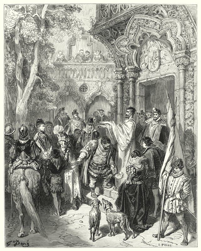 Gustave Dore's Don Quixote: "He kissed the duke and duchess's hand at ...
