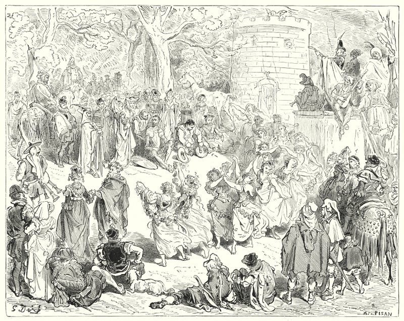 Gustave Dore's Don Quixote: They were led up by a reverend old man and ...