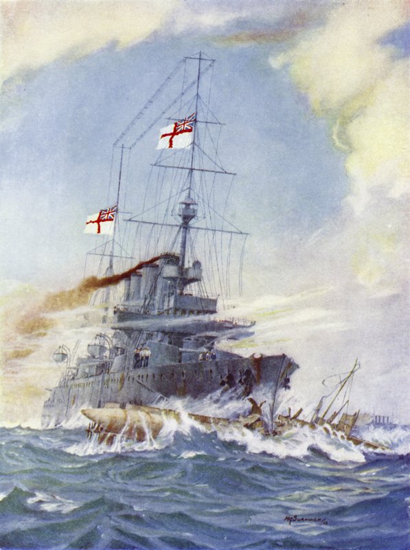HMS Birmingham Ramming the German Submarine U-15, 9 August 1914