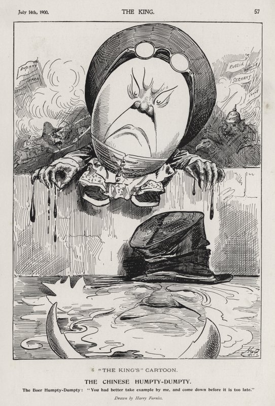 The Chinese Humpty Dumpty, cartoon on the Boxer Rebellion and the Boer War
