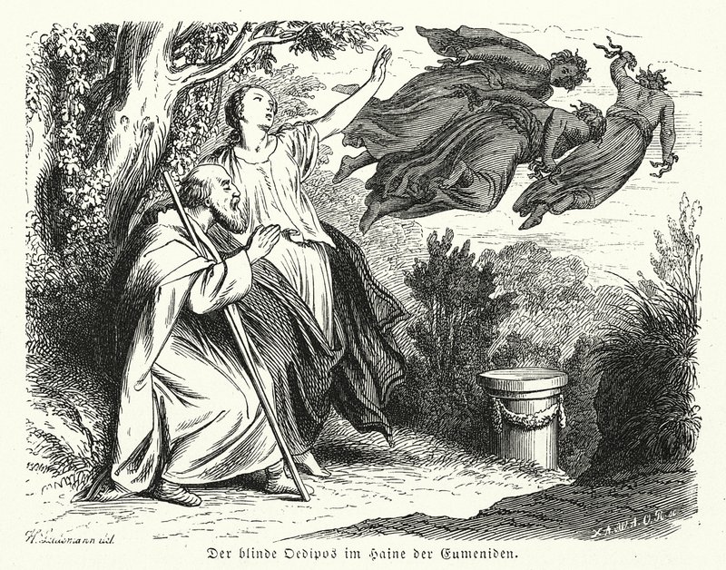 Oedipus and Antigone in the grove of the Eumenides