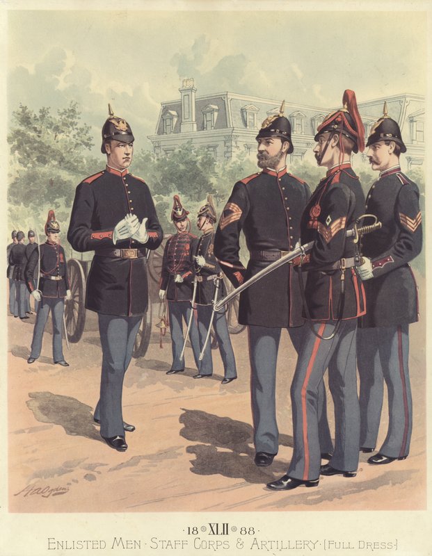 Enlisted men, staff corps and artillery in full dress