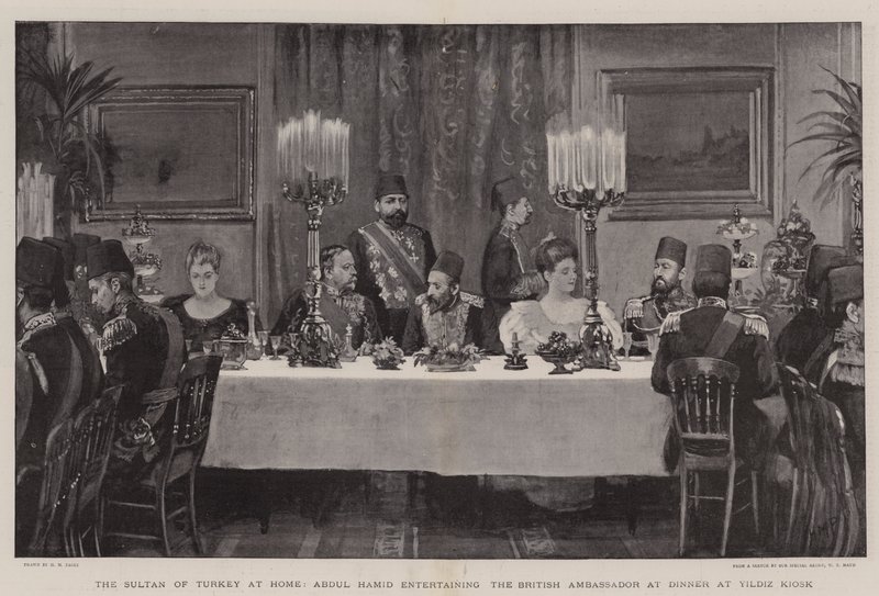 The Sultan of Turkey at Home, Abdul Hamid entertaining the British ...