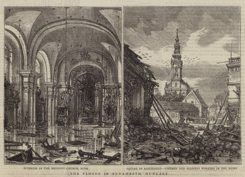 The Floods in Buda-Pesth, Hungary by Henry William Brewer