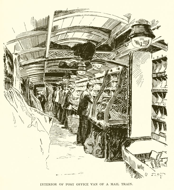 Interior of Post Office Van on a Mail Train