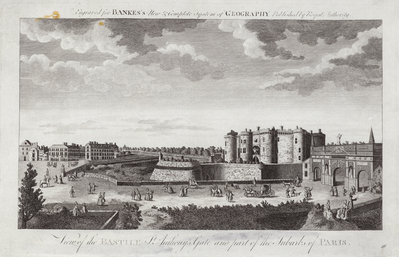 View of the Bastille St Anthony's gate and part of the suburbs of Paris