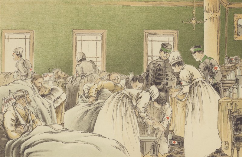 Attending to the Russian Wounded in the Temporary Hospital of the ...