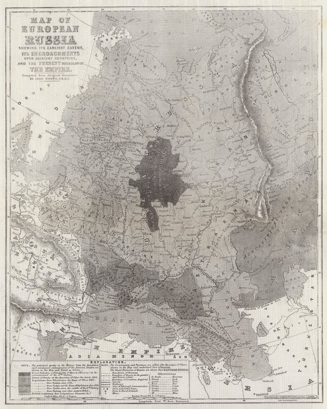 Map of European Russia showing its Earliest Extent, its Encroachments ...
