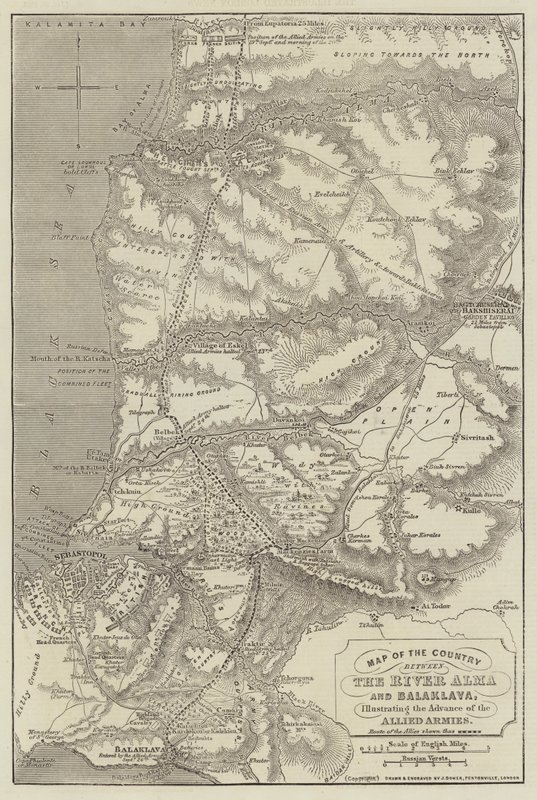 Map of the Country between the River Alma and Balaklava, illustrating ...