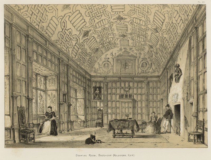 Drawing Room, Boughton-Malherbe, Kent by Joseph Nash