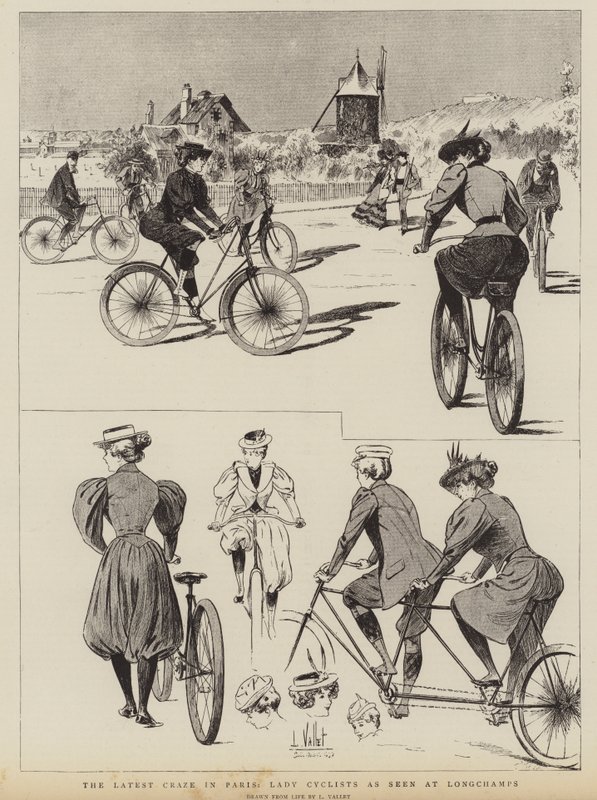 The latest craze in Paris, Lady Cyclists as seen at Longchamps