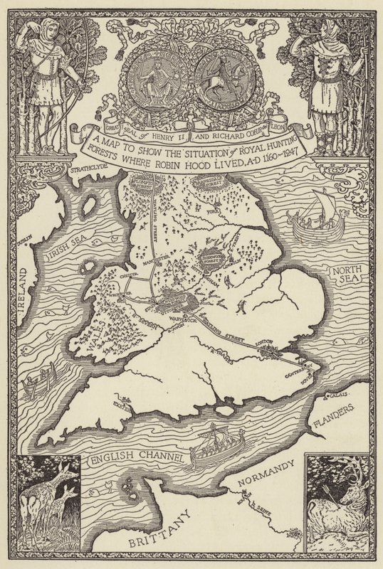 A Map to Show the Situation of Royal Hunting Forests Where Robin Hood ...