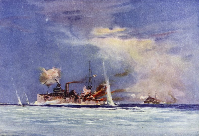 HMAS Sydney Attacking the German Cruiser Emden, Battle of Cocos, 9 ...