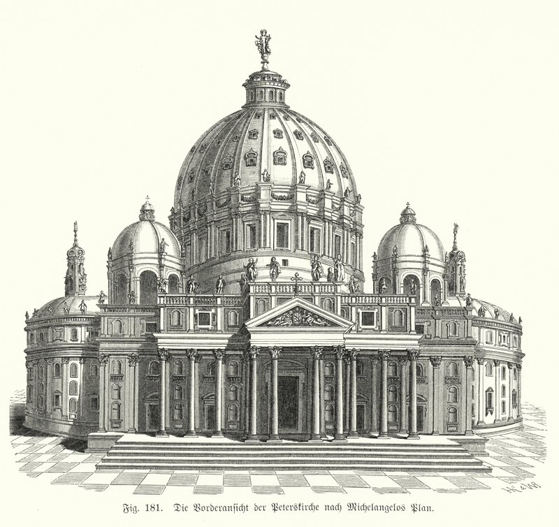 View of Michelangelo's Design for the Facade of St Peter's Basilica ...