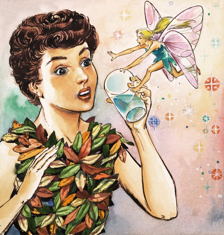 Tinkerbell Warns Peter Pan, Illustration from 'Peter Pan' by J.M. Barrie