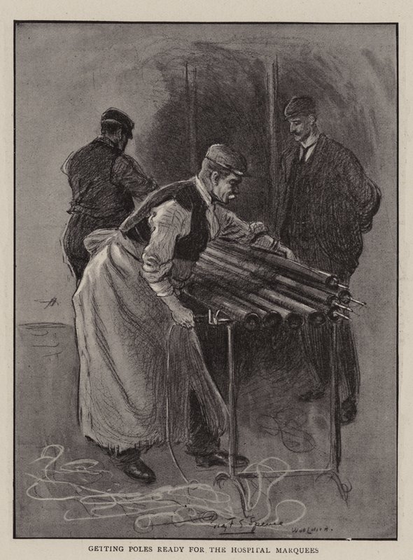 Getting Poles Ready for the Hospital Marquees