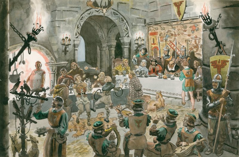 Medieval Feast Painting Medieval Feast Banquet Painting Hi Res Stock