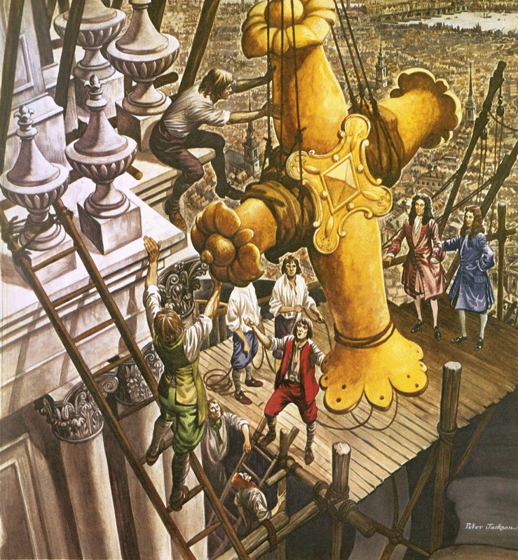 The Golden Cross Being Placed on the Top of St Paul's Cathedral