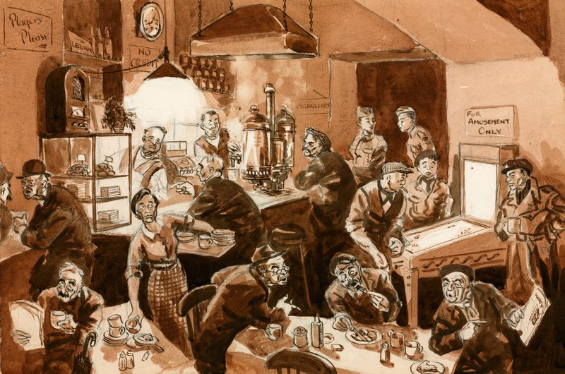 Workmen's Cafe during WW2 by Peter Jackson: Fine art print