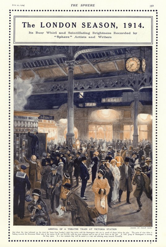 Arrival of a Theatre Train at Victoria Station, London