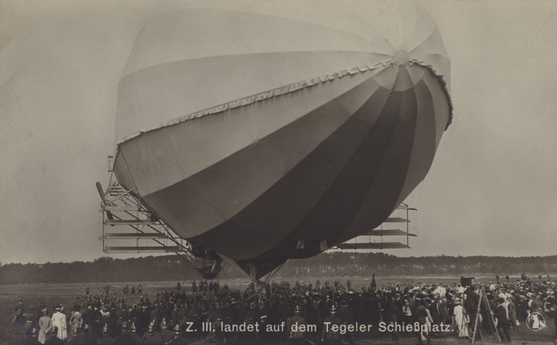 Zeppelin LZ III after landing on the Tegel firing range, Berlin