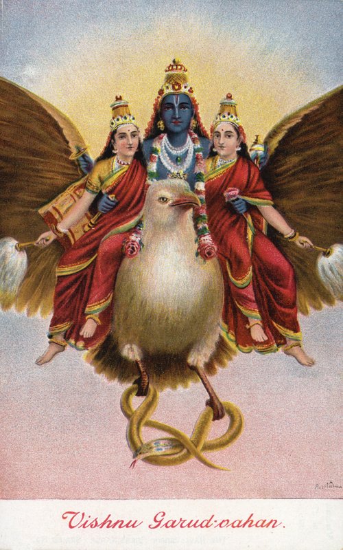The Hindu God Vishnu, Riding on His Vehicle Garuda