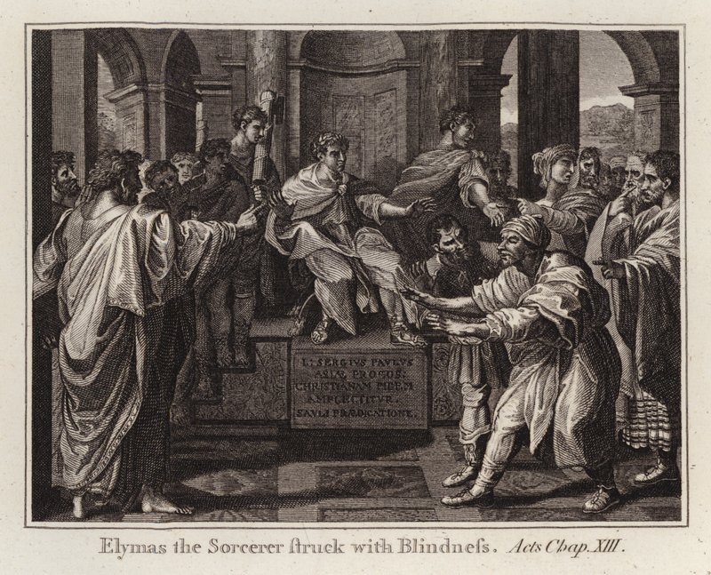 Raphael Cartoon: Elymas the Sorcerer Struck with Blindness, Acts, Chap XIII
