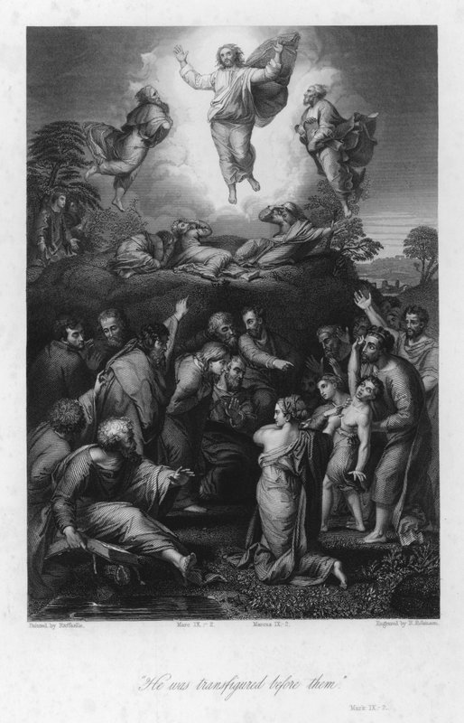 The Transfiguration, Mark IX, 2 (engraving) by after Raphael