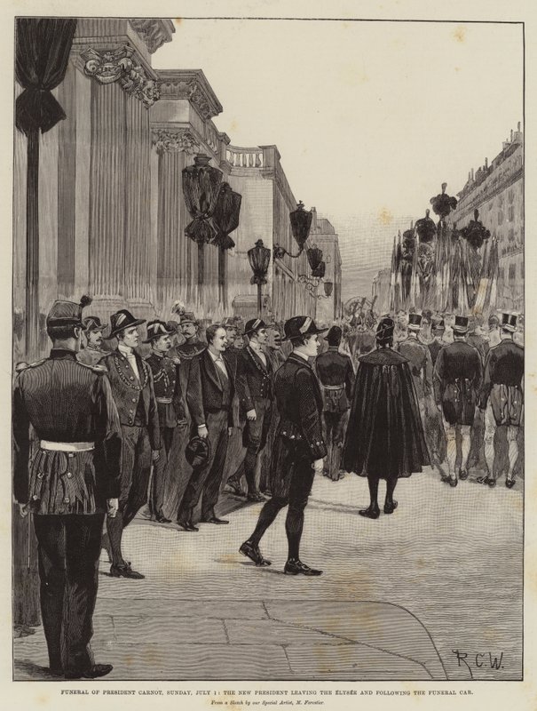 Funeral of President Carnot, Sunday, 1 July, the New President leaving ...
