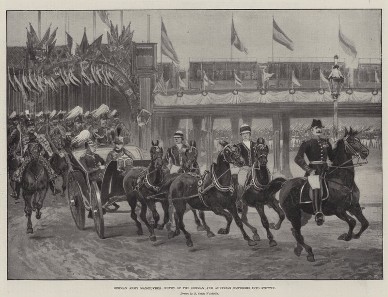 German Army Manoeuvres, Entry of the German and Austrian Emperors into ...
